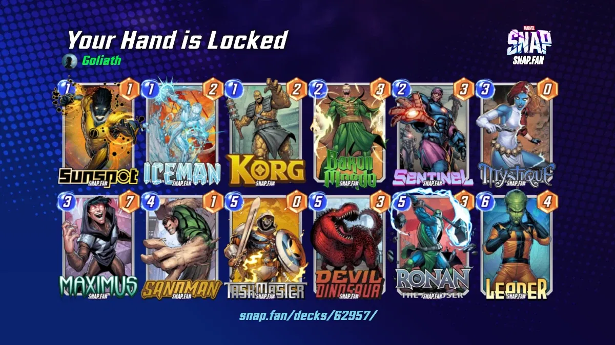Your Hand is Locked by Goliath - Marvel Snap Decks - snap.fan