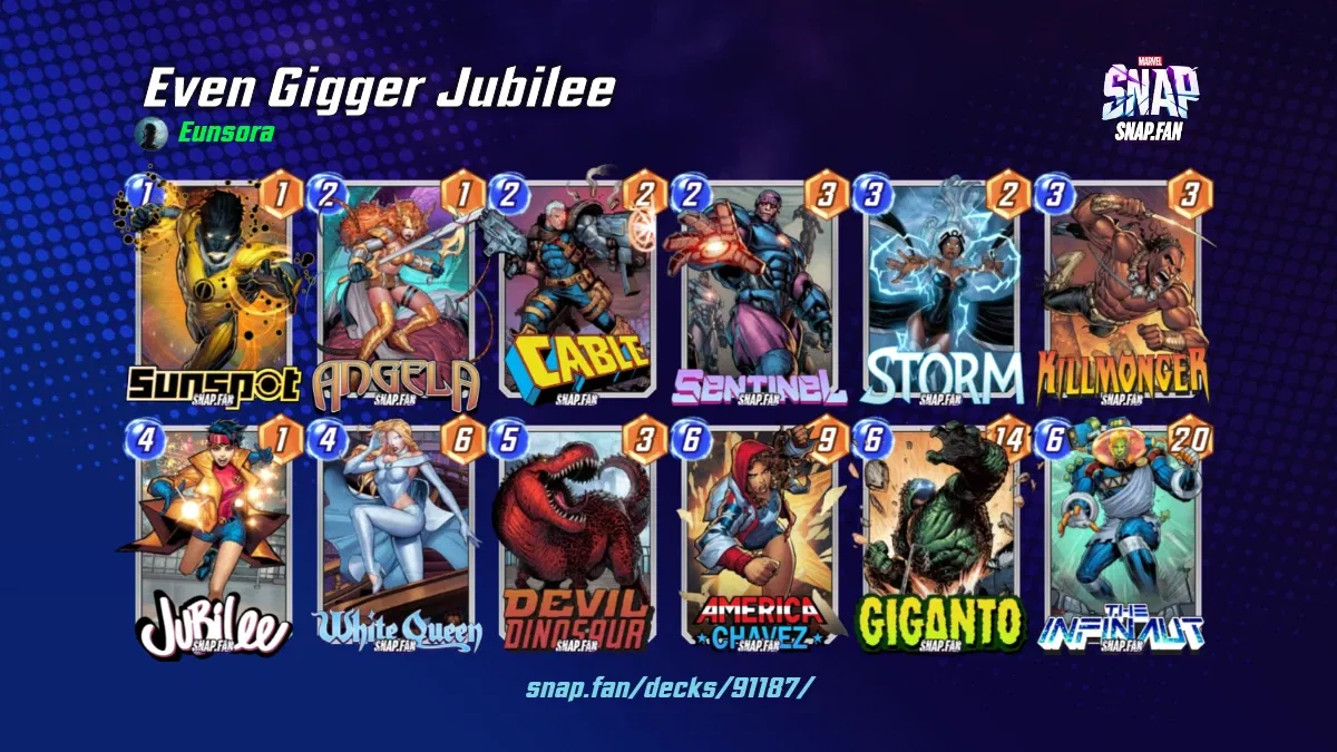 Even Gigger Jubilee by Eunsora - Marvel Snap Decks - snap.fan