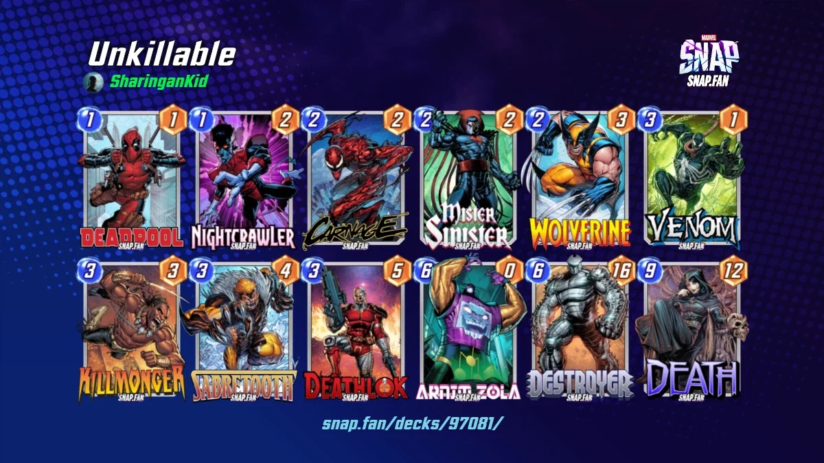 Unkillable by SharinganKid - Marvel Snap Decks - snap.fan