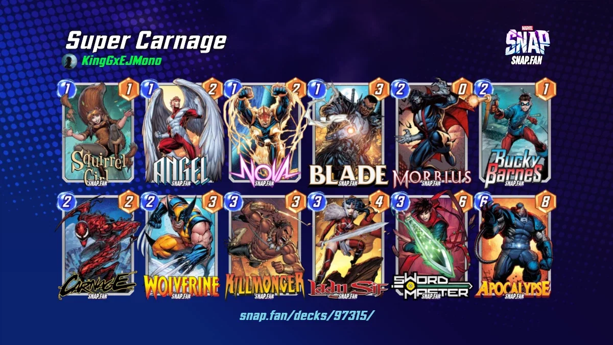 Super Carnage by KingGxEJMono - Marvel Snap Decks - snap.fan