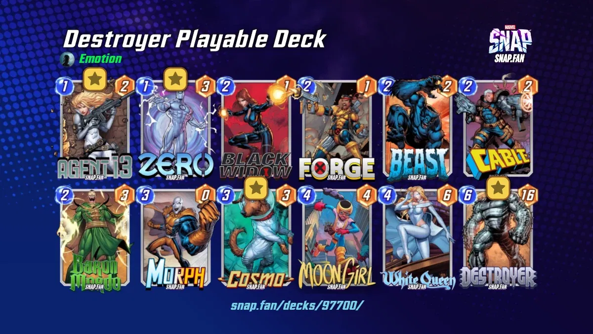 Destroyer Playable Deck by Emotion - Marvel Snap Decks - snap.fan
